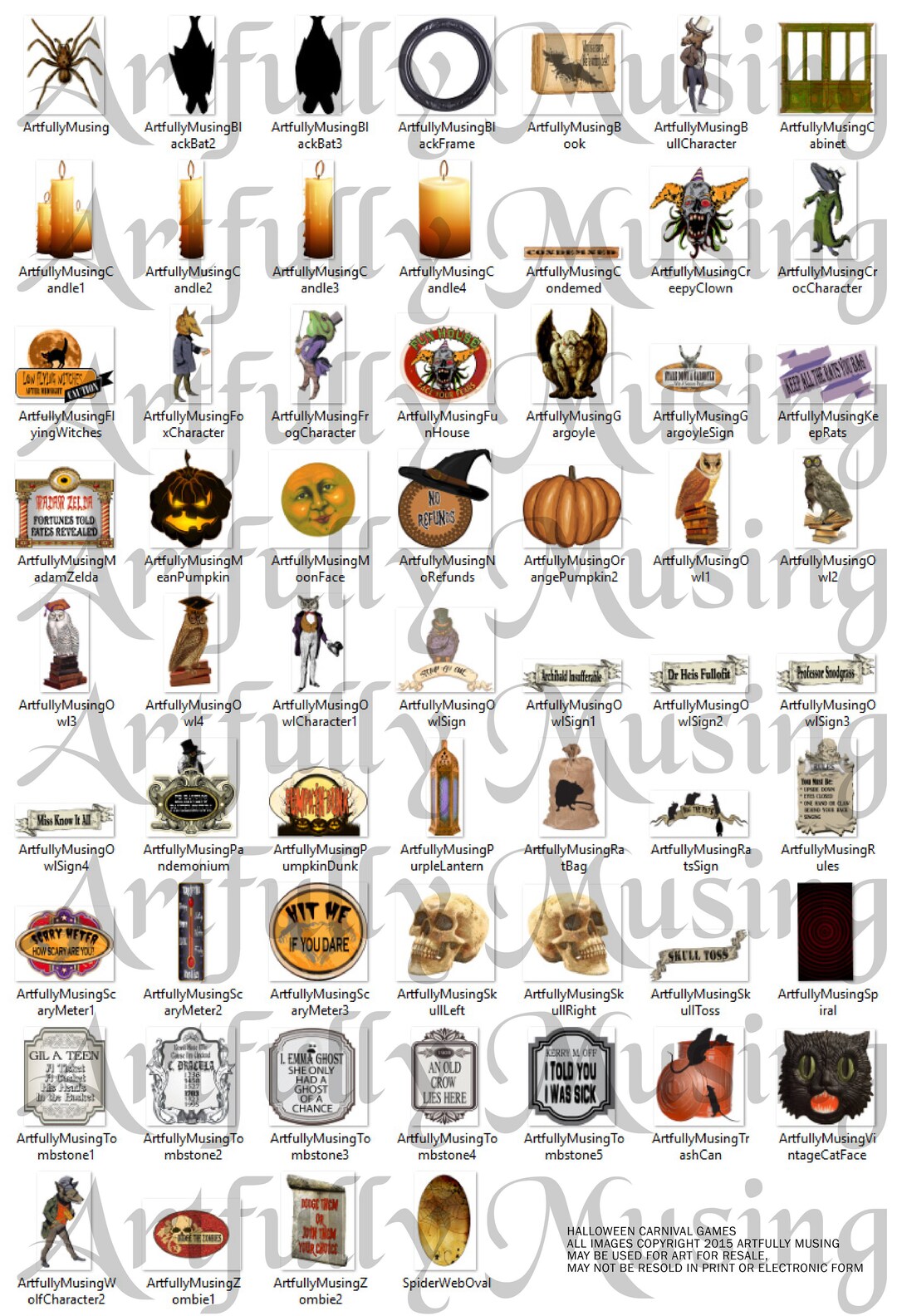 Halloween Carnival Games Miniature Halloween Digital Image Set Clip Art ...