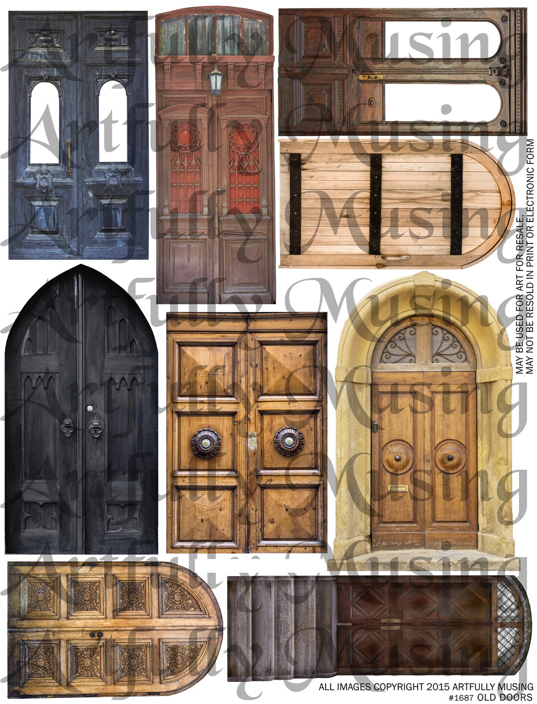 OLD DOORS Architecture Collage Sheet - Digital Printable - Instant ...
