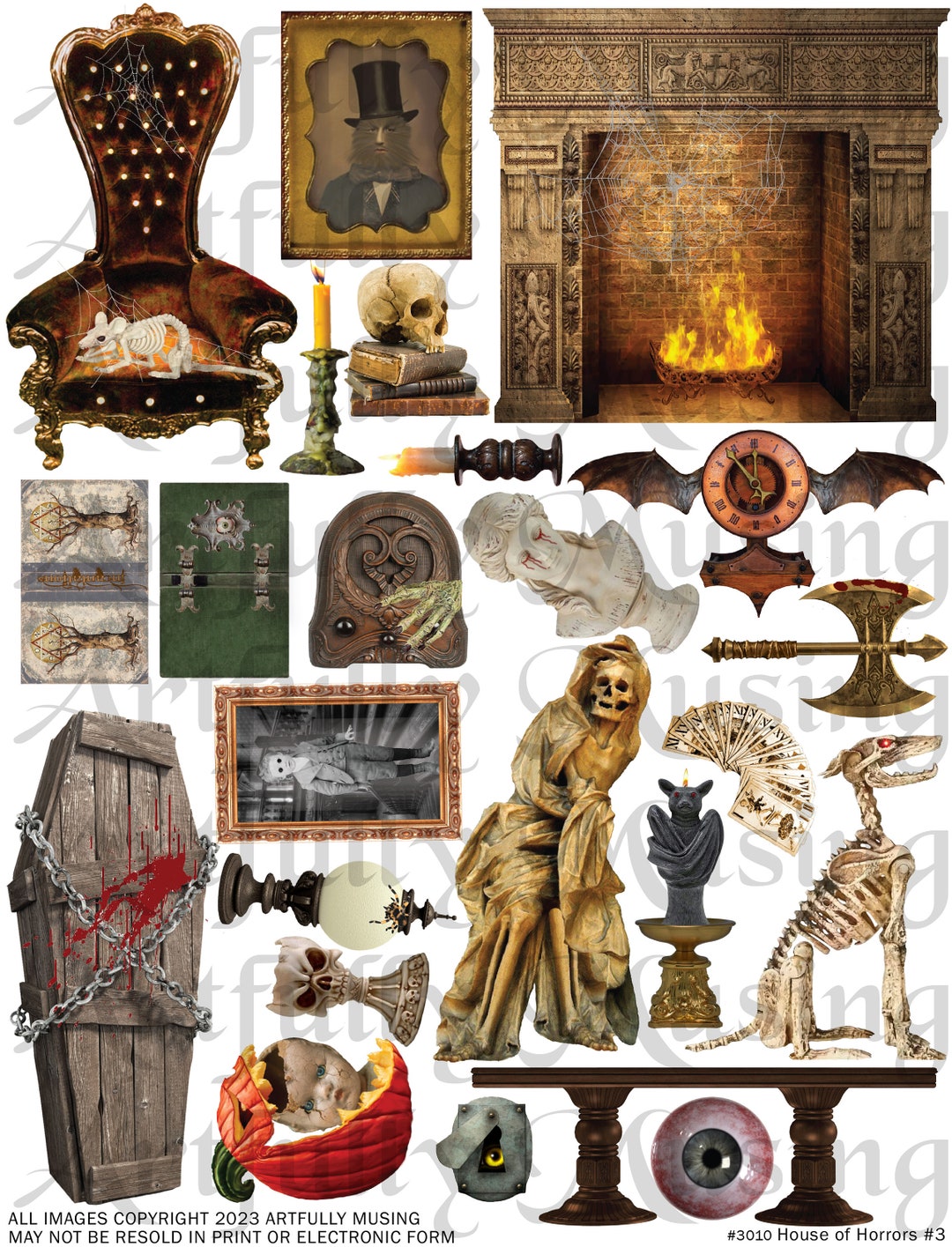 HOUSE OF HORROR #3 Halloween Collage Sheet- Digital Printable - Instant ...