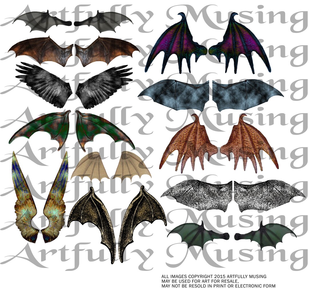 SPOOKY WINGS 12 Sets of Wings - Separate Images - Digital Image Set ...