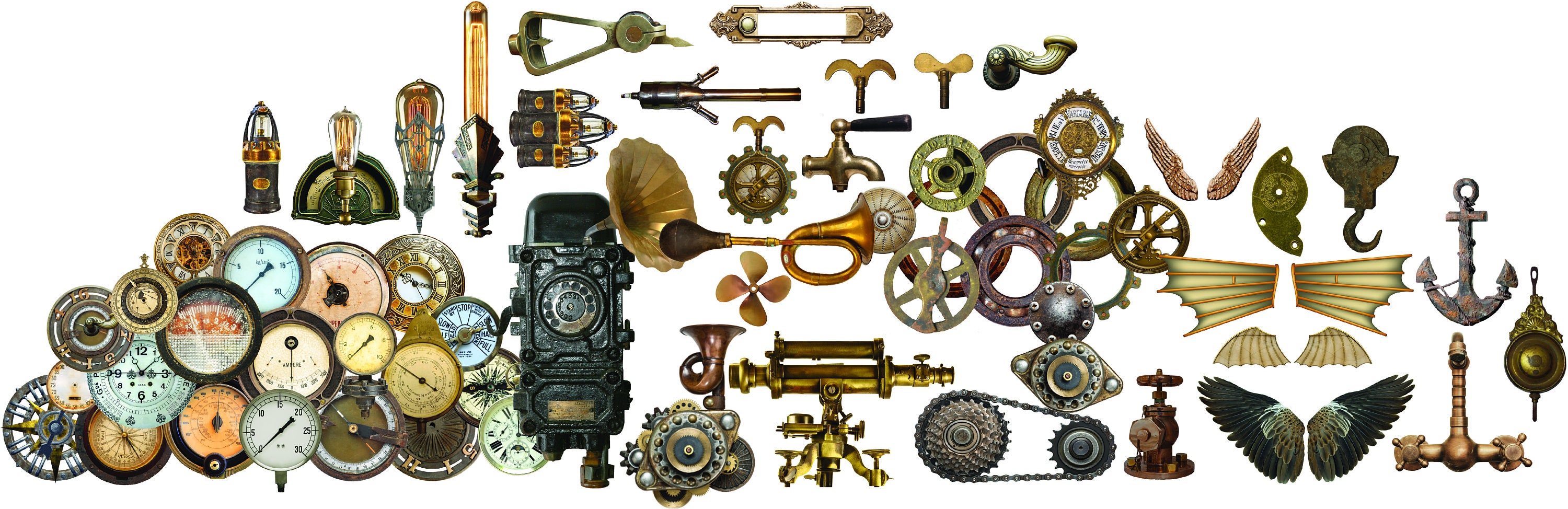 Steampunk Elements 70 Separate Images - Image Set - Digital Image Set ...