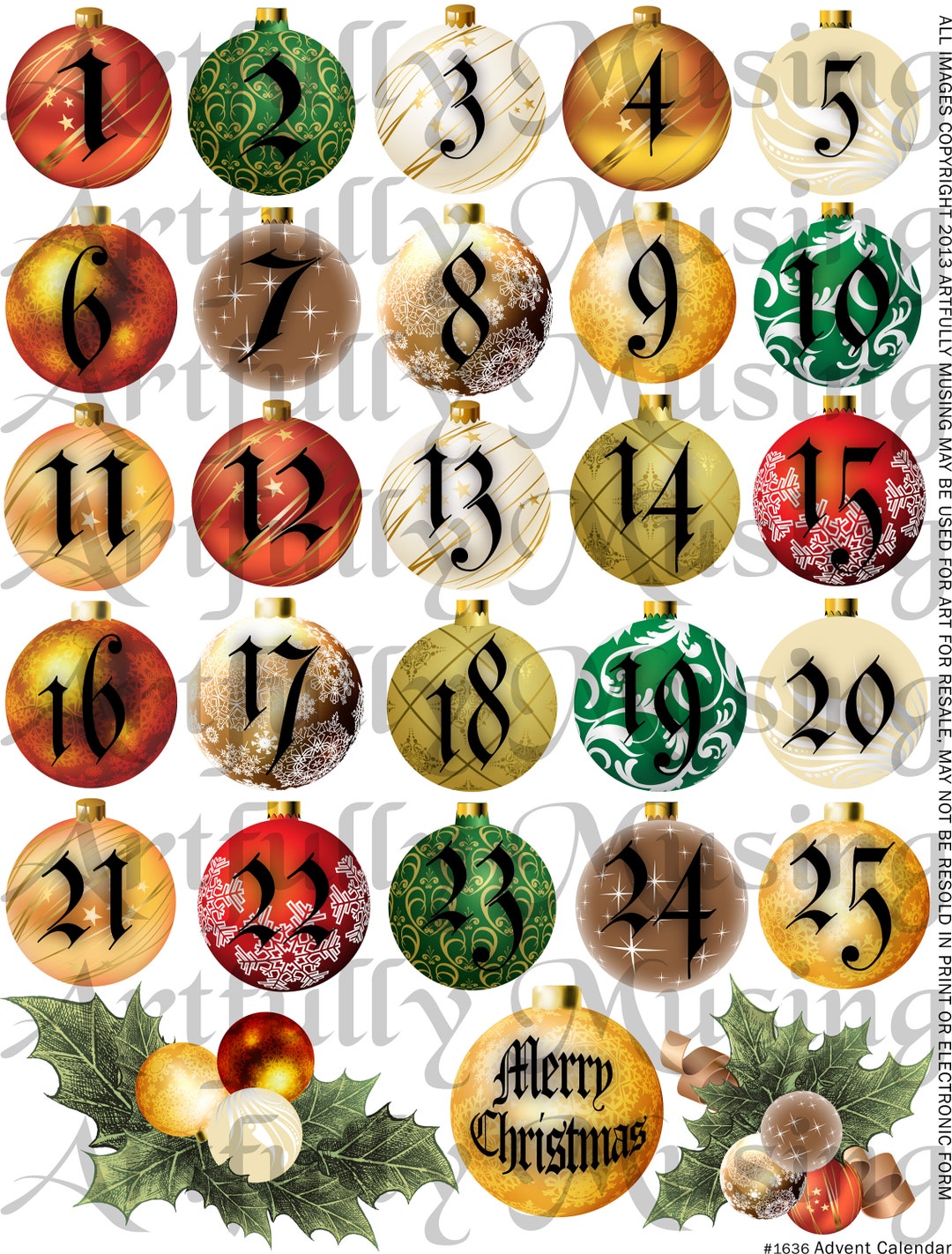 Advent Calendar Collage Sheet - Digital Printable - Instant Download ...
