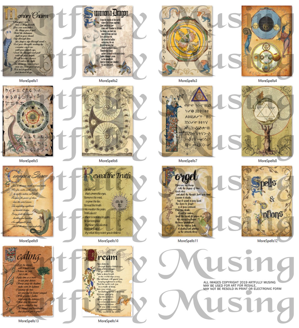 Large Magical Book Pages 2 Spells Potions Charms Images | Etsy