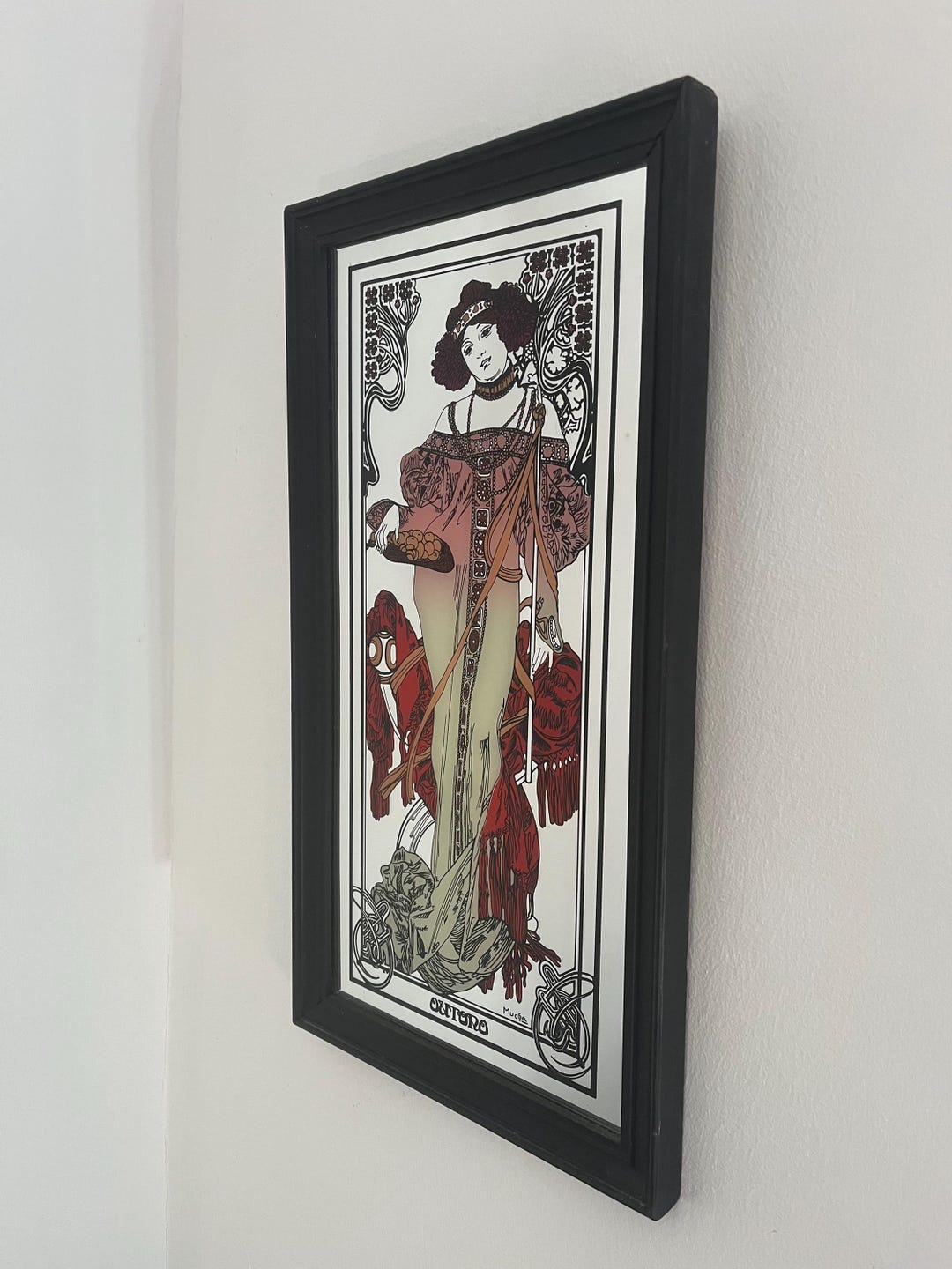 Vintage Alphonse Mucha Autumn Mirror - Art Nouveau Masterpiece - Etsy