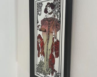 Vintage Alphonse Mucha Autumn Mirror - Art Nouveau Masterpiece - Etsy