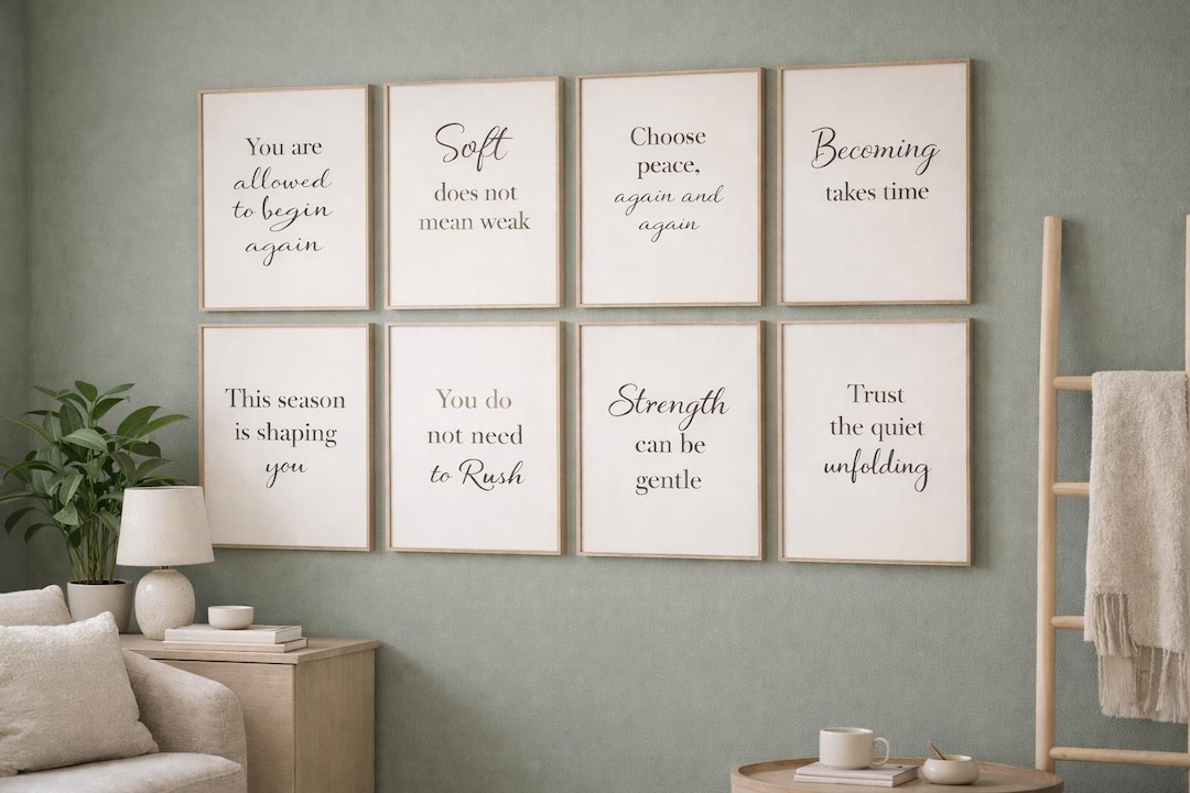 Neutral Wall Art Set of 8/ Printable Quotes/ A3, A4, 8x10in Digital ...
