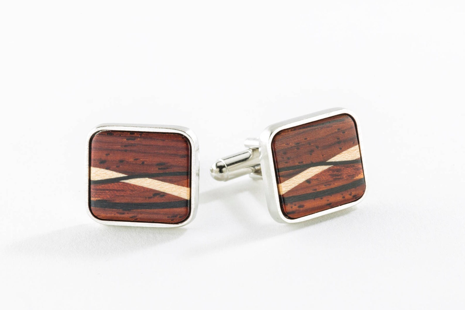 Wooden Inlay Cuff Links Cocobolo or Ebony With Inlaid - Etsy