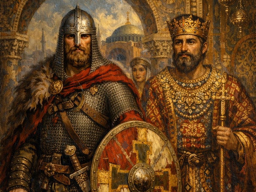 Viking Varangian Guard & Byzantine Noble – Medieval Cultural Clash Oil ...
