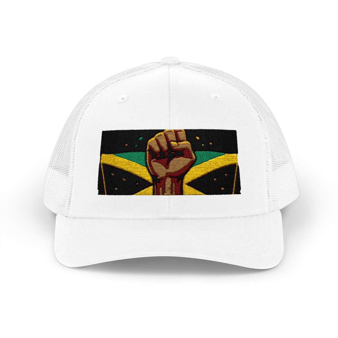 Raised Fist Jamaica Flag Snapback Cap | Trucker Hat, Reggae Pride - Etsy