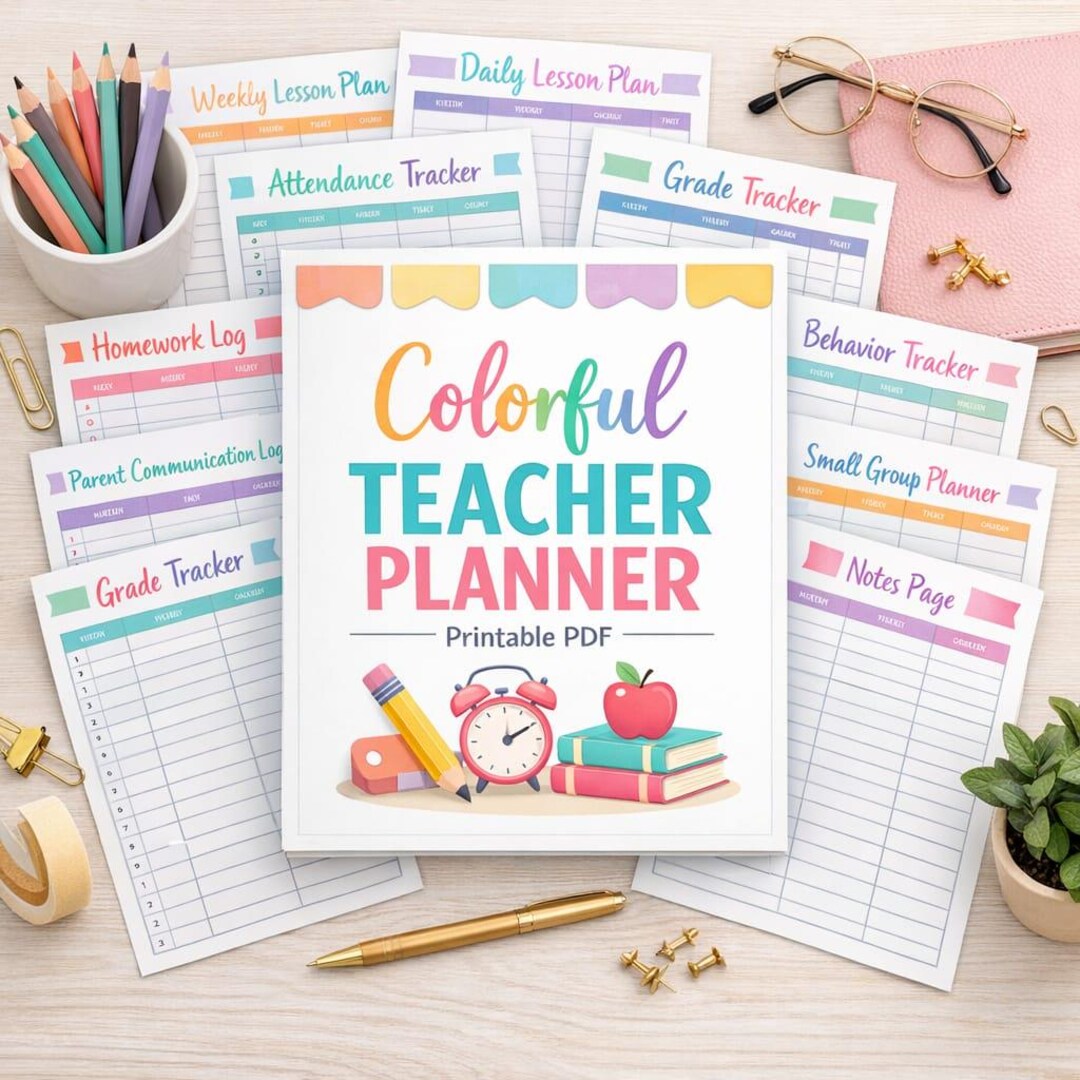 Colorful Teacher Planner Printable | Classroom Organization Forms (PDF ...