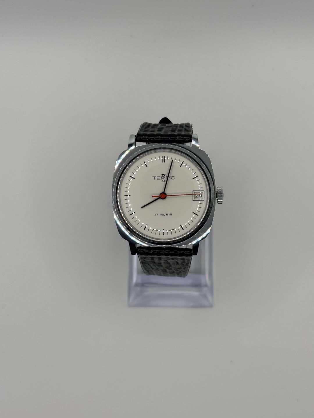 Vintage Tempic German Men’s Manual Wind Watch – 33 Mm Leather Strap ...