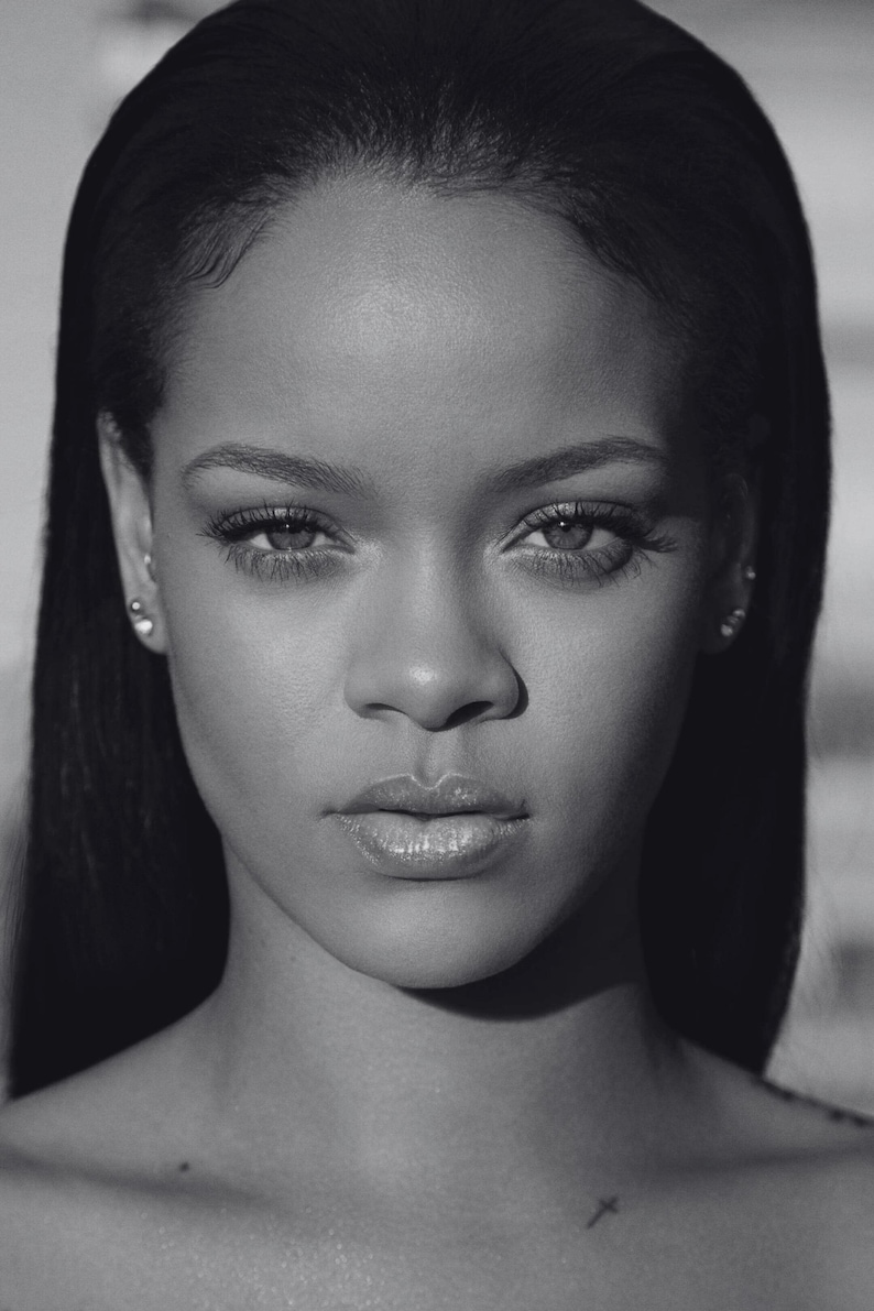 Rihanna Iconic Portrait Poster | Black and White Pop Star Wall Art | R ...