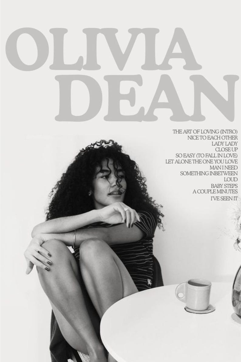 Olivia Dean Album Tracklist Poster | Soulful Indie Pop Wall Art ...