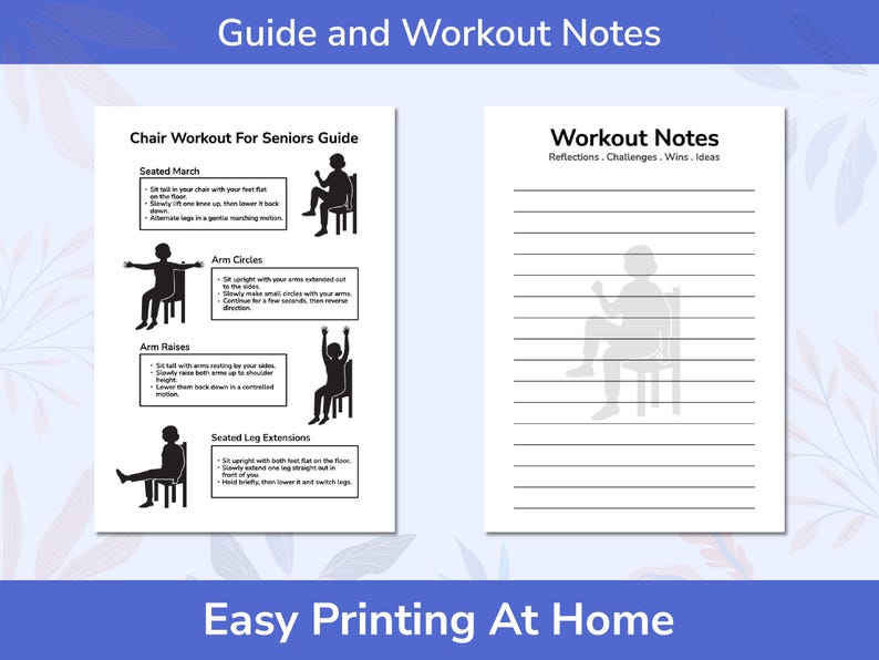 30 Day Chair Workout for Seniors Printable | Low Impact Home Exercise ...