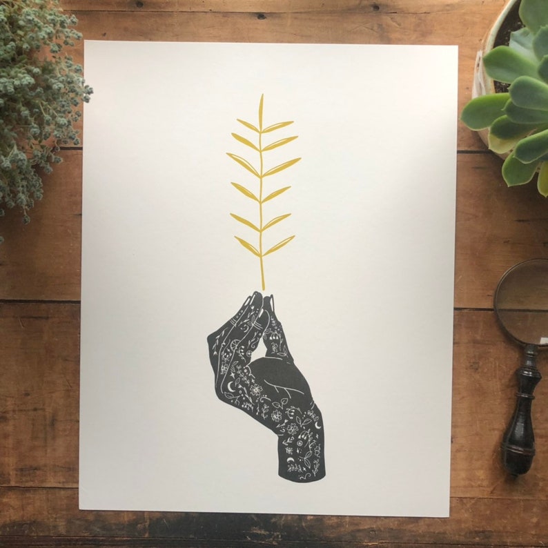 Hand Branch Letterpress Print - 11x14" - Etsy