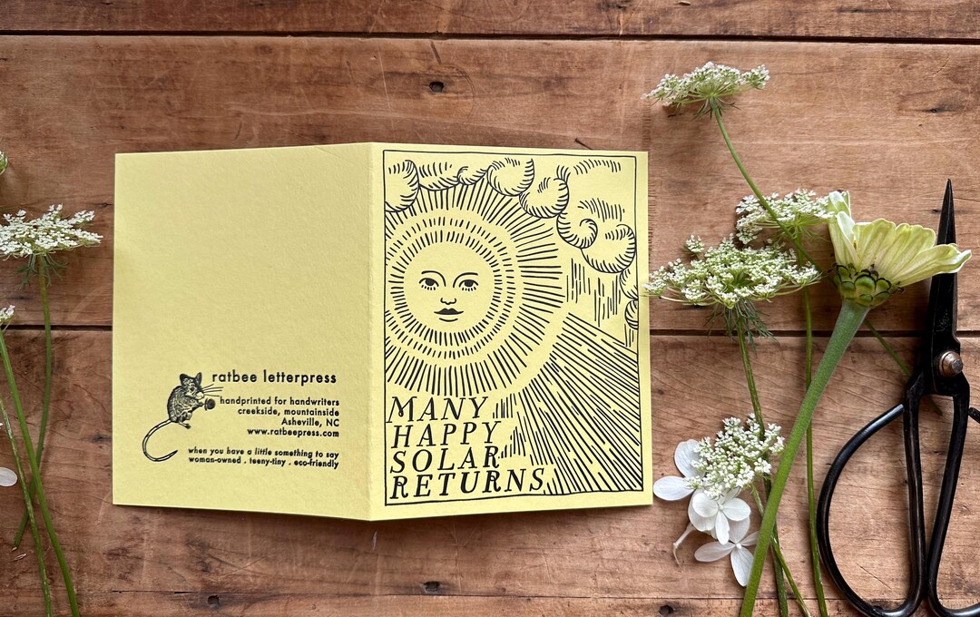 Many Happy Solar Returns Birthday Letterpress Card - Etsy