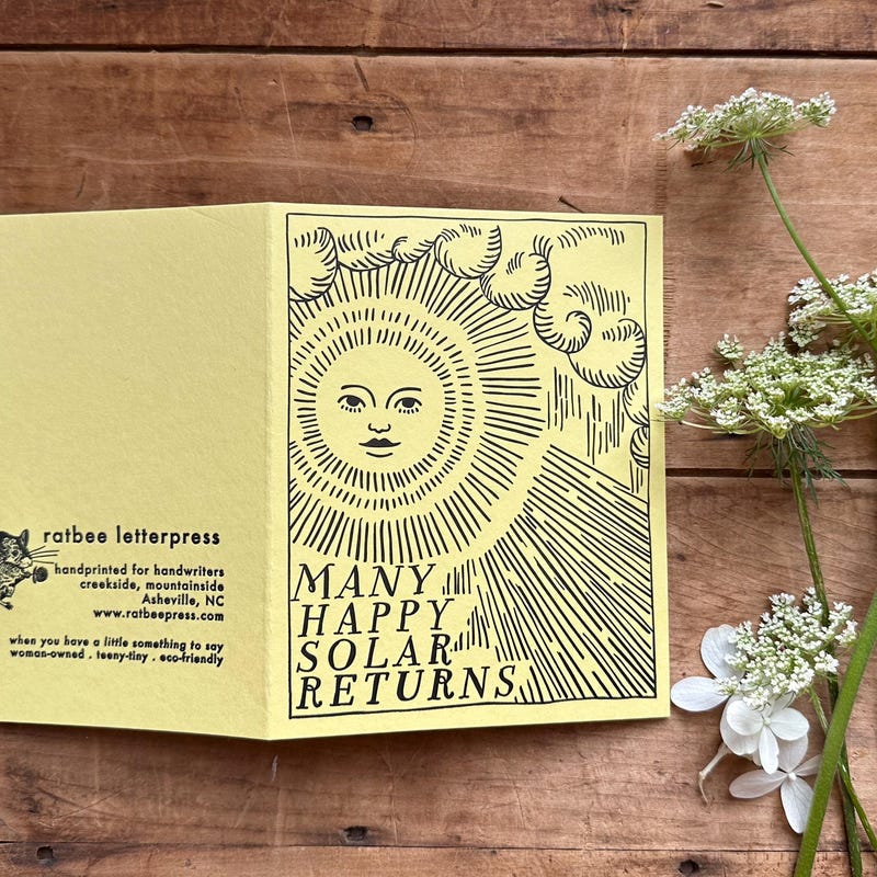 Sun Letterpress Card - Etsy