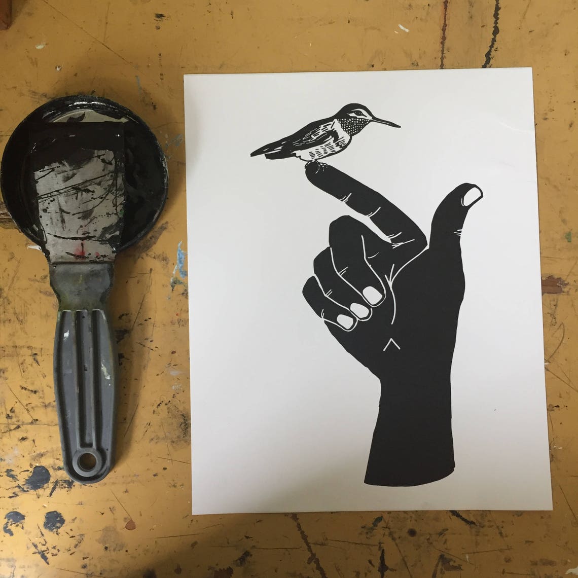 Summoning the Hummingbird - Bird Hand Letterpress Print - Etsy
