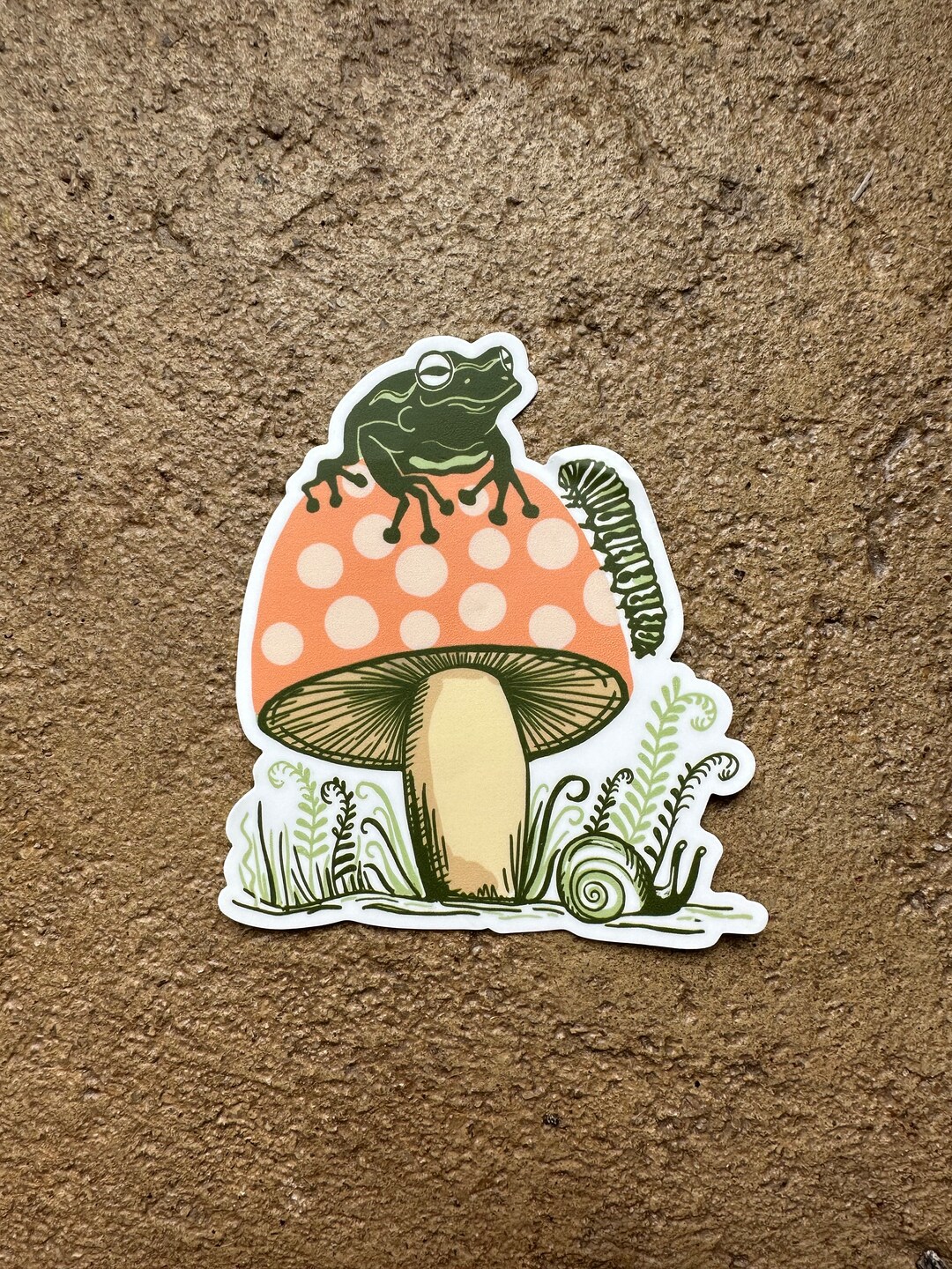Frog Mushroom Caterpillar Sticker - High Quality Vinyl Die Cut Nature ...