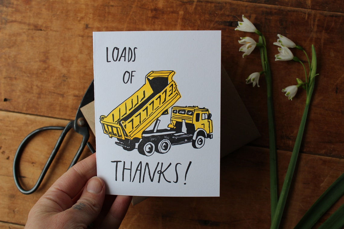 Loads of Thanks Letterpress Thank You Card - Etsy