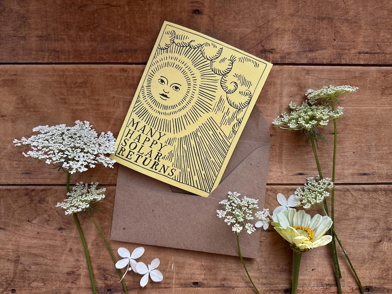 Many Happy Solar Returns Birthday Letterpress Card - Etsy