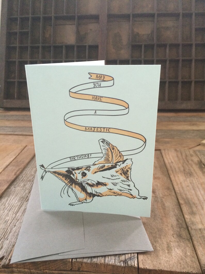 Flying Squirrel Majestic Birthday Letterpress Card Funny | Etsy