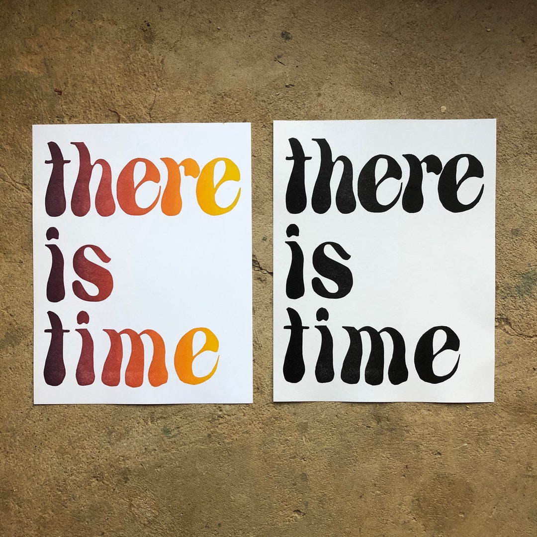 There is Time - Linoleum Block Print - Etsy
