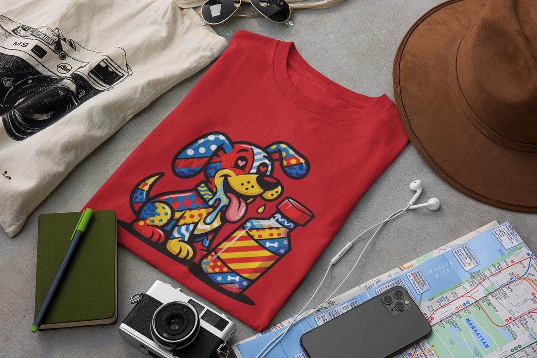 Pop Art Dog Graphic Tee, Colorful Pet Humor Design, Bold Canine Art - Etsy