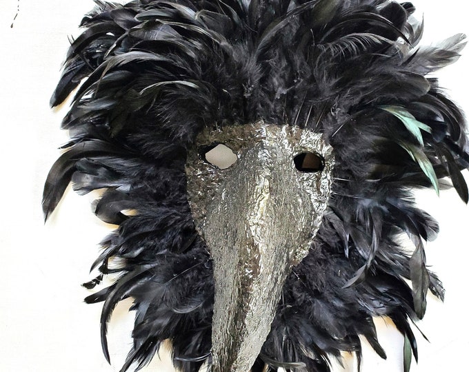Black Raven Feather Mask/wall Art One of A Kind Nose/beak Handmade ...