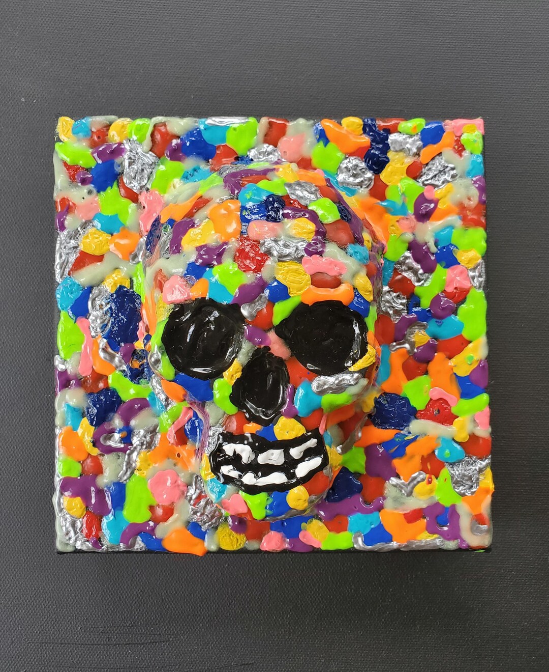 Skull 3D Abstract Colorful Contemporary Art Painting ORIGINAL Wall Art ...