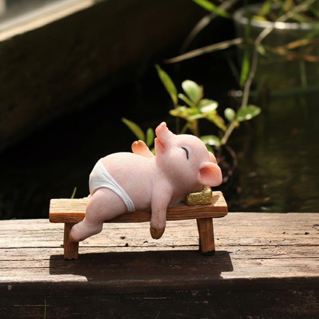 Cute Pig Figurine Funny Sleeping Pig Decor, Kawaii Pig Statue - Etsy