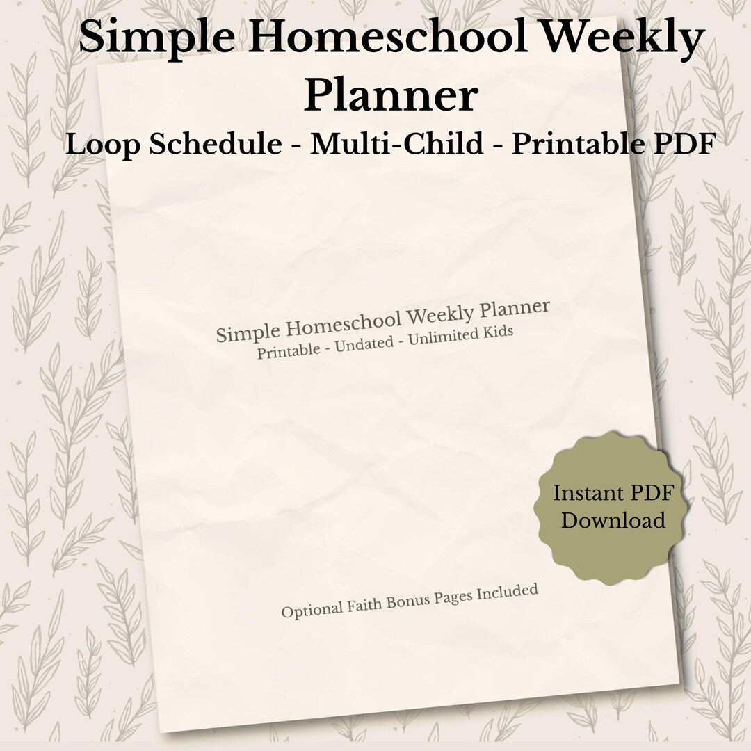 Simple Homeschool Weekly Planner Printable | Loop Schedule | Multi ...