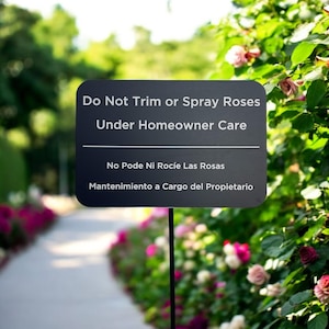 Do Not Trim or Spray Roses Sign – English & Spanish | Weatherproof ...