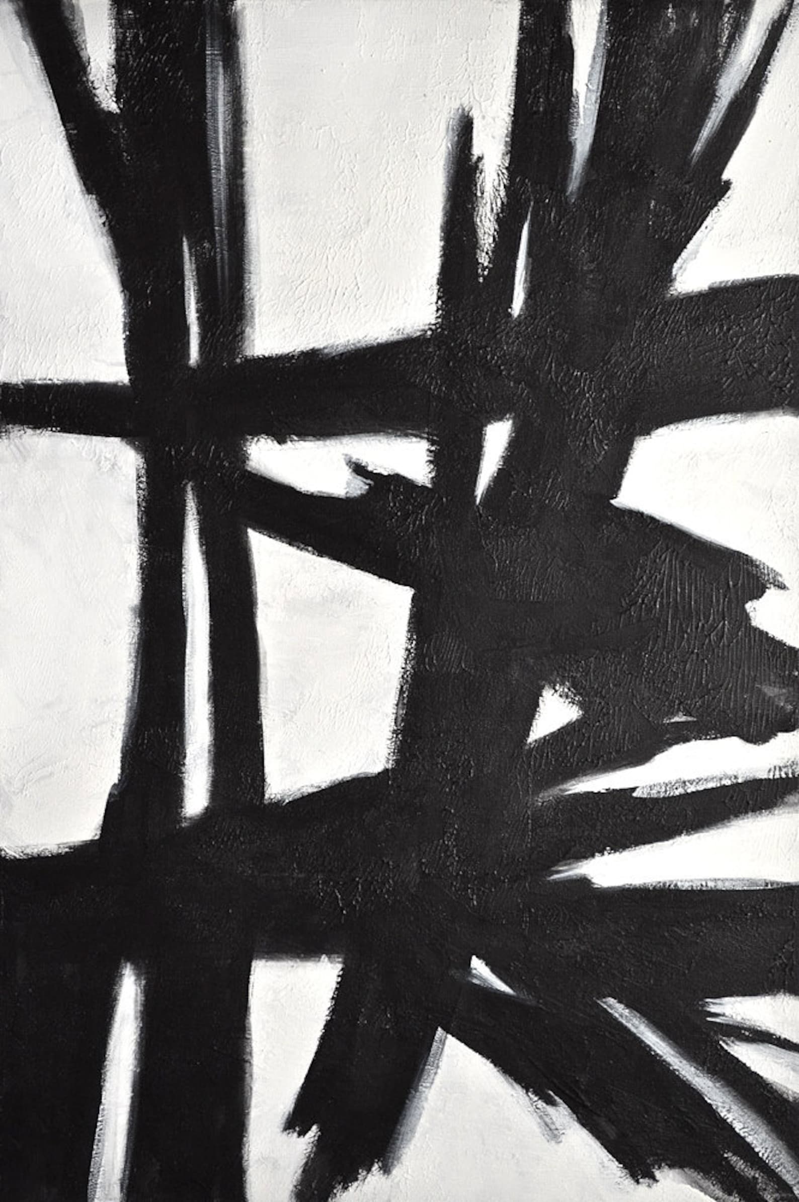 Black and White Abstract Painting Original Large Wall Art | Etsy