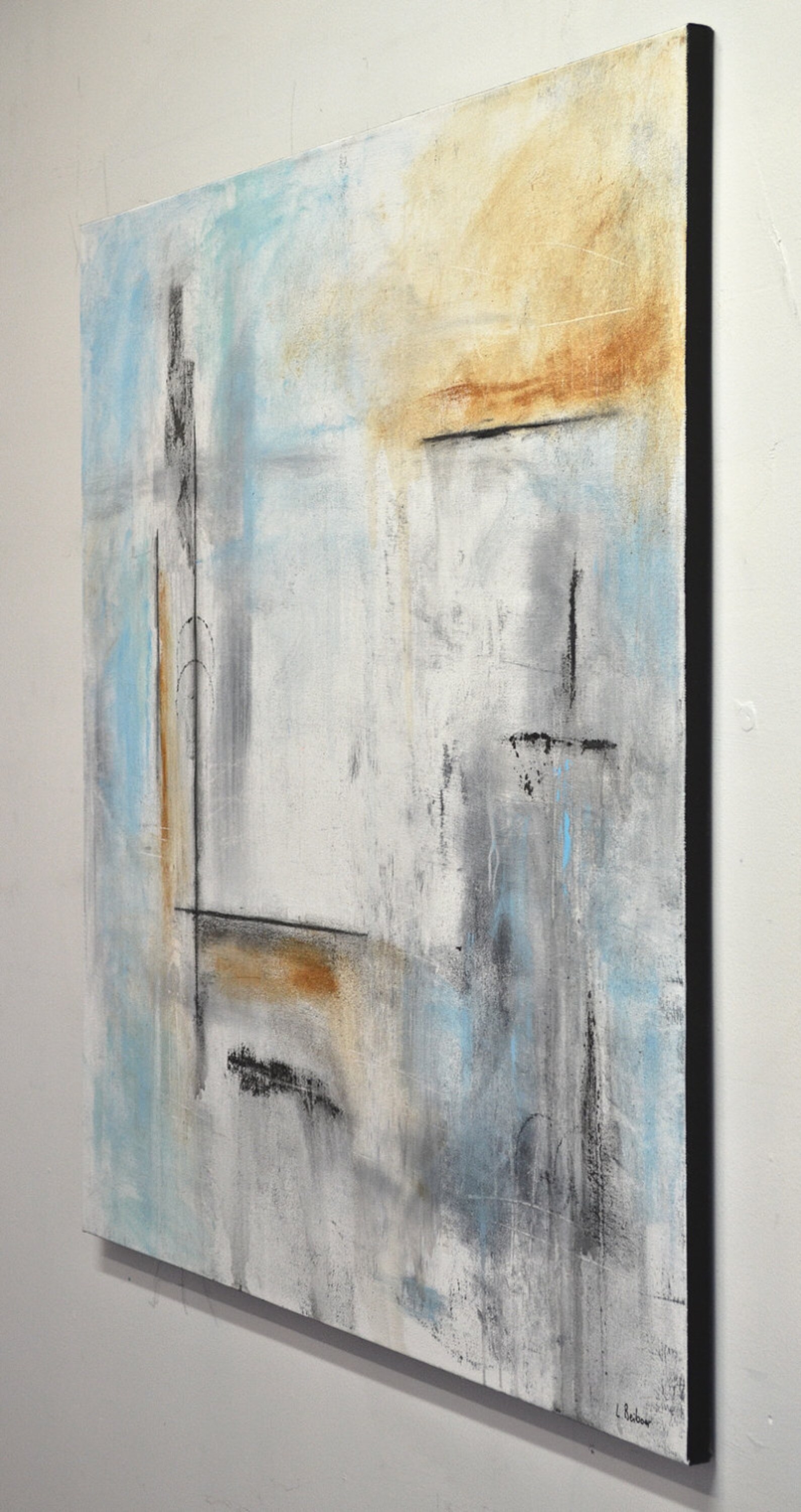 Painting Original Abstract Square Large Painting Blue White | Etsy