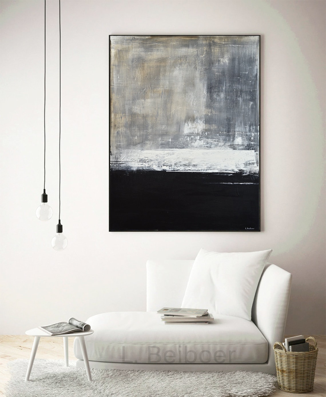 Large Artwork Vertical Abstract Painting Modern Landscape Wall Art ...