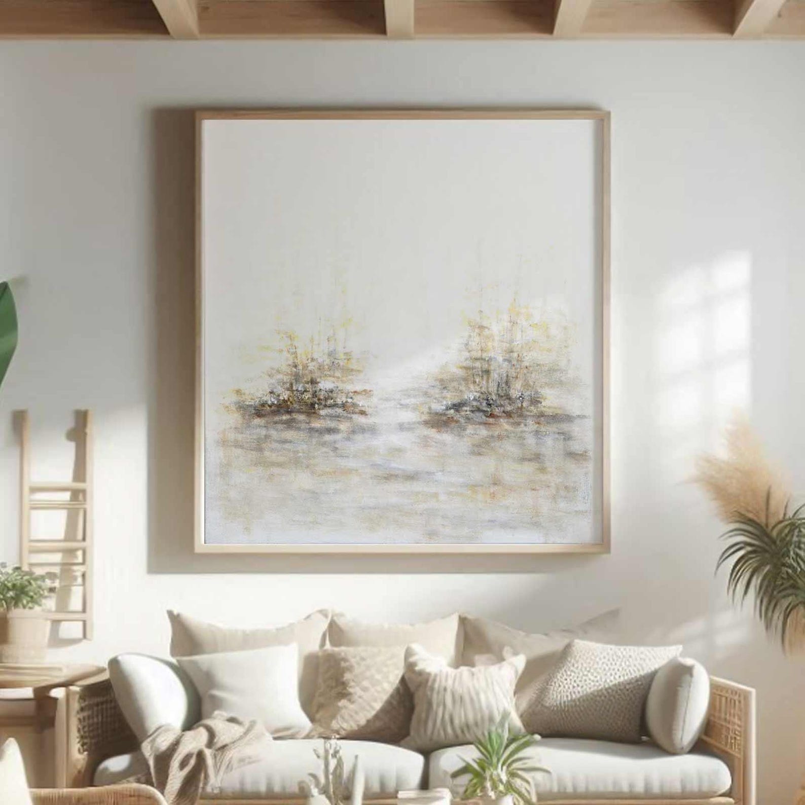 Original Large Square Landscape Abstract Painting Trees Earth Tones ...