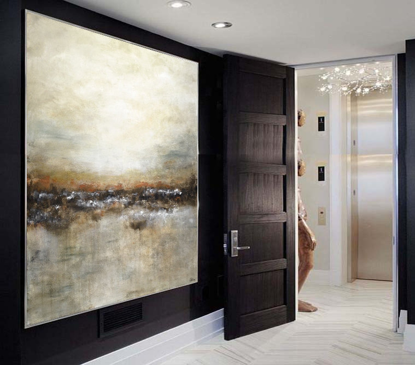 Large Art Vertical Framed Landscape Painting Modern Abstract - Etsy