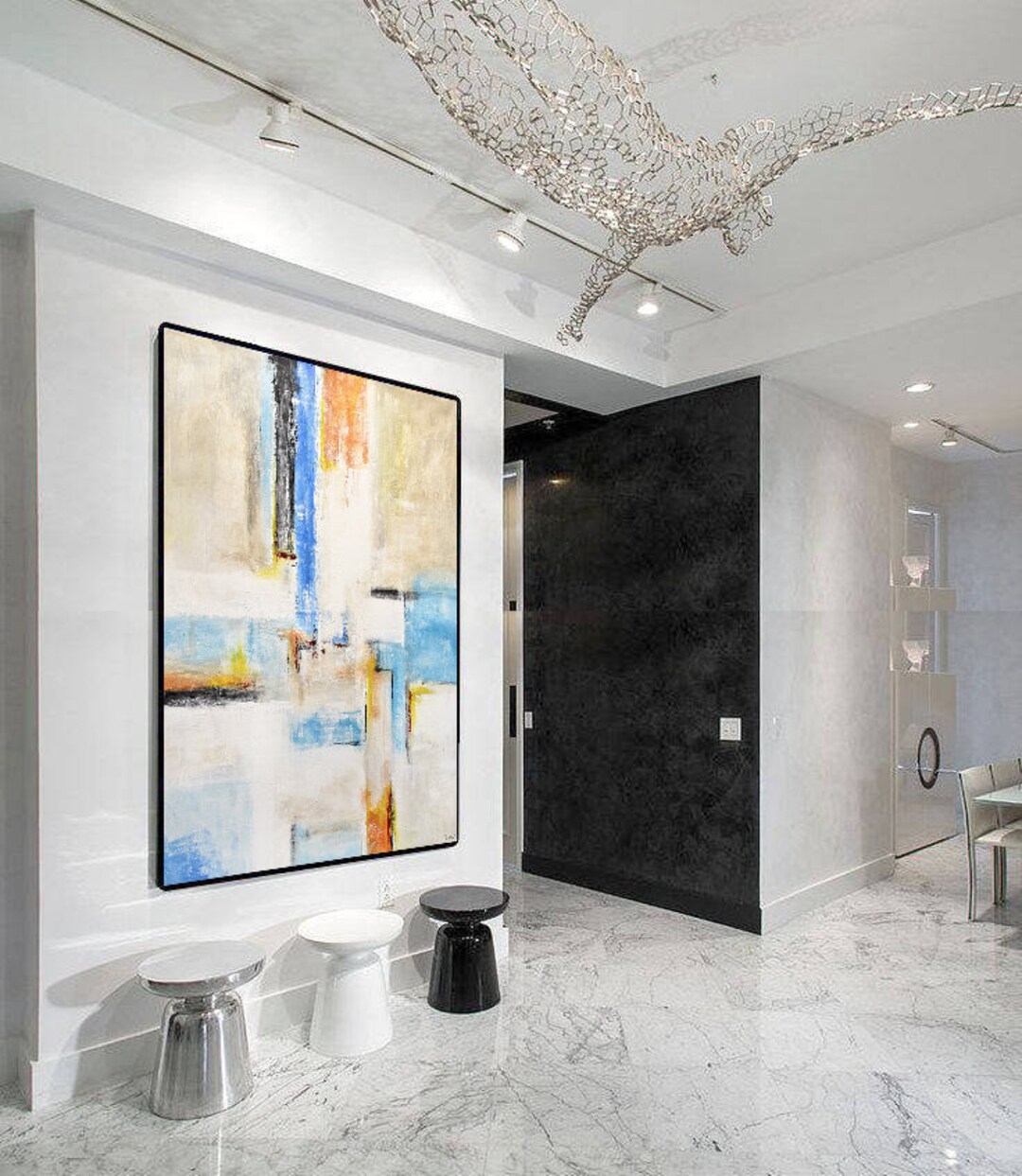 Textured Abstract Art Original Office Decor Vertical Large Painting ...