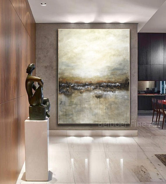 Large Art Vertical Framed Landscape Painting Modern Abstract - Etsy
