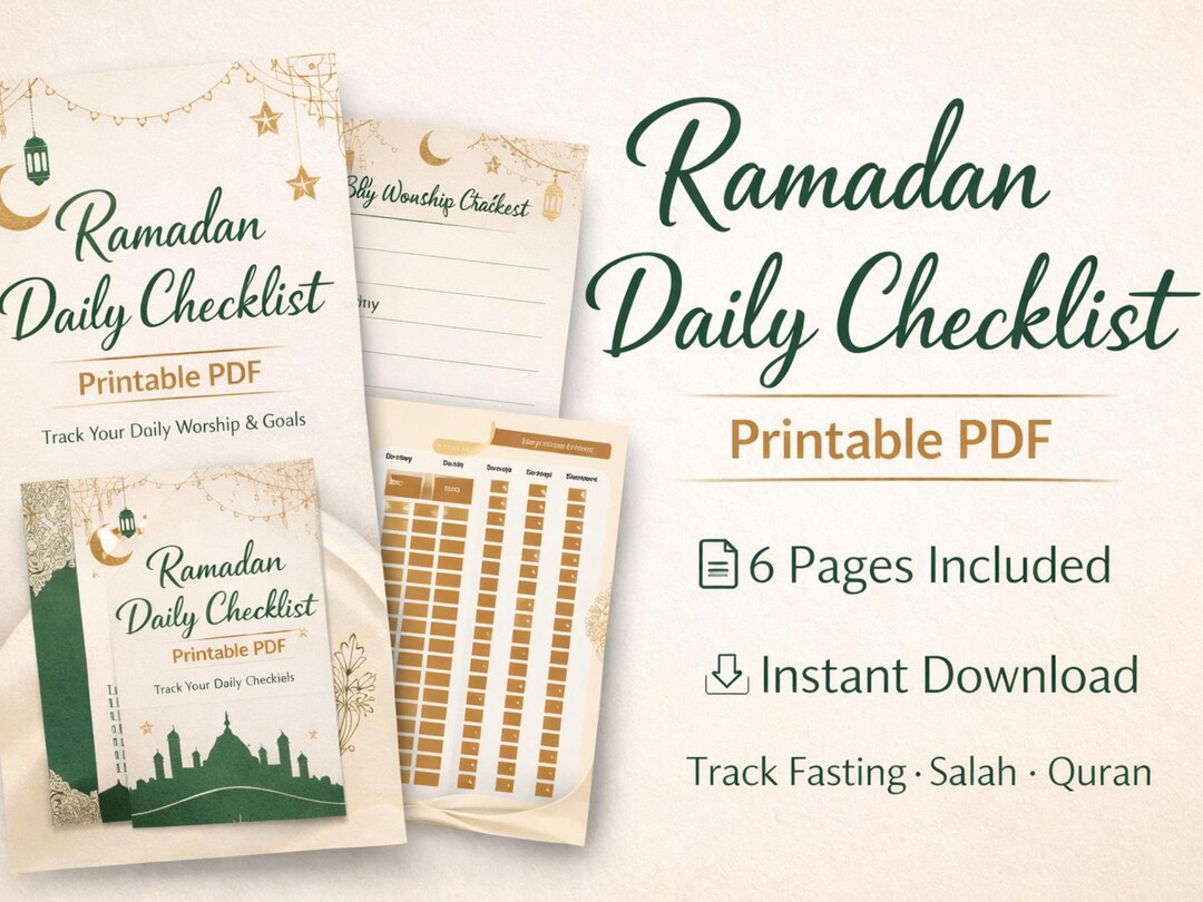 Ramadan Daily Checklist | Islamic Planner, Salah, Quran Tracker (PDF ...
