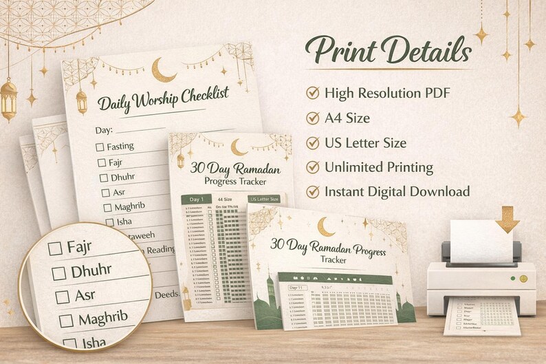 Ramadan Daily Checklist | Islamic Planner, Salah, Quran Tracker (PDF ...