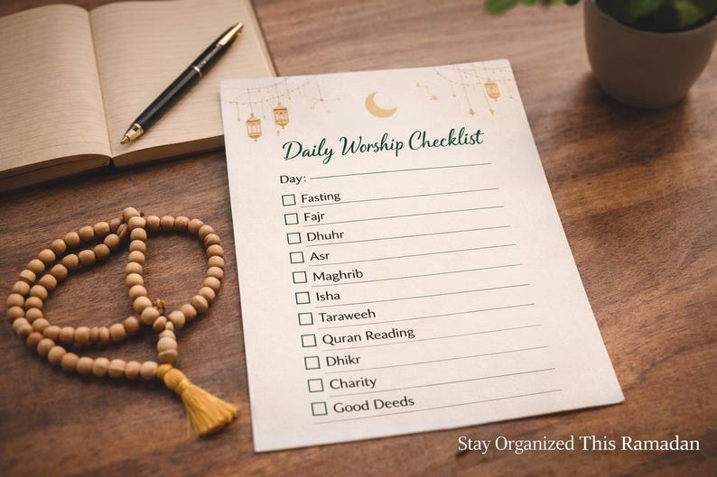Ramadan Daily Checklist | Islamic Planner, Salah, Quran Tracker (PDF ...