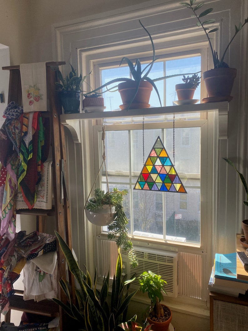 Stained Glass Triangle Wall Art: Multi Colored Pop Art Decor - Etsy
