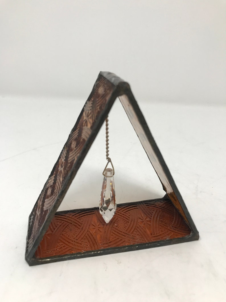 Stained Glass Triangle Sun Catcher: Ocean Blue Prism, Celtic Knot ...