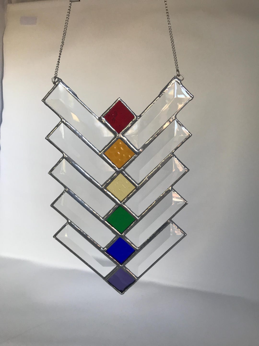 Stained Glass Chakra,clear Beveled Glass,multi Colors Stained Glass ...