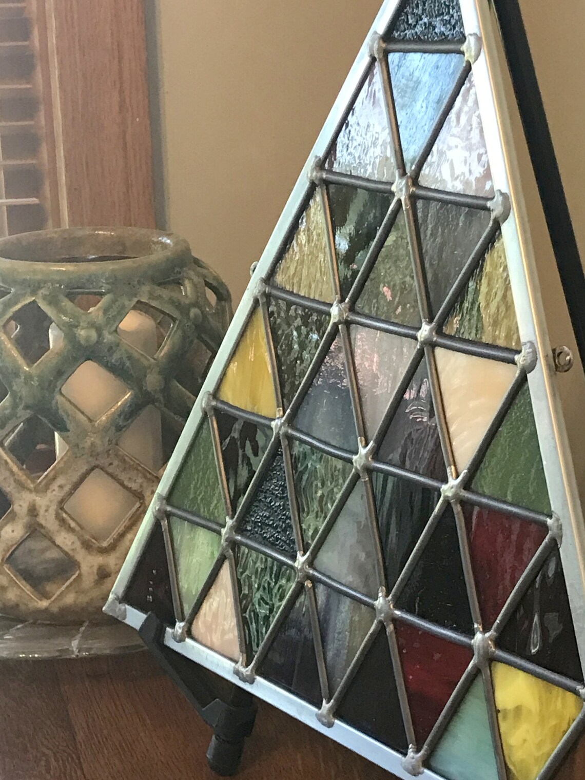 Stained Glass Triangle Wall Art: Multi Colored Pop Art Decor - Etsy