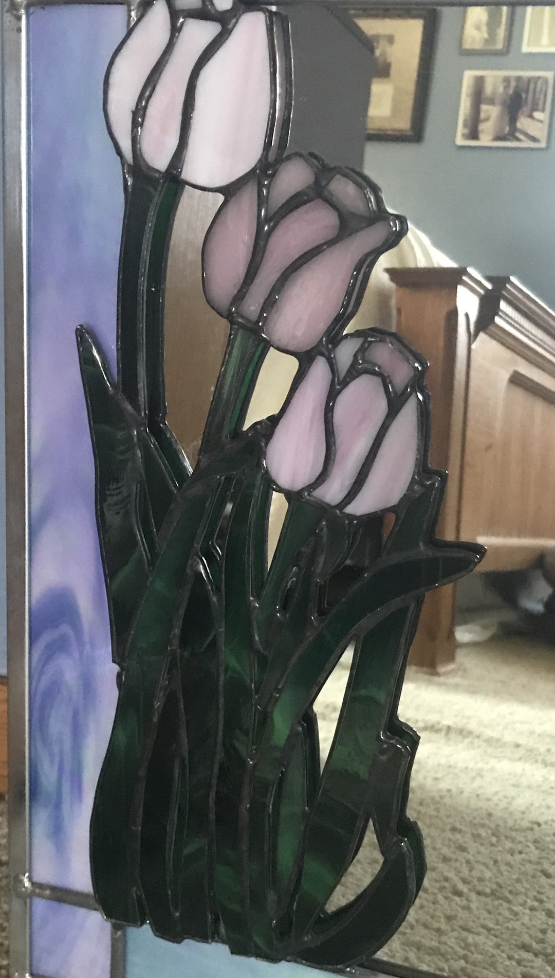 Wall Mirror,tulips,daffodils,floral,stained Glass,hand Made in Usa ...