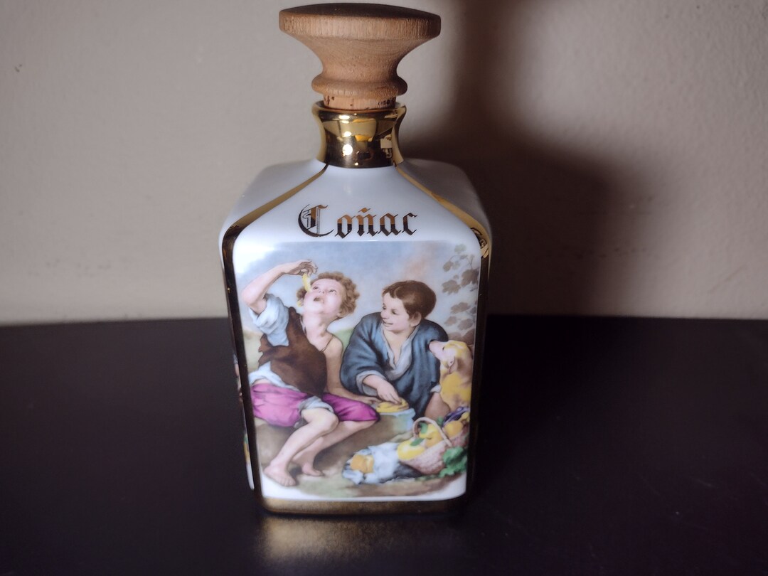 Midcentury Vintage Spanish Porcelain Cognac Bottle / Decanter Gilded ...