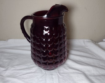 Ruby Red Depression Glass Bubble Pitcher - Etsy